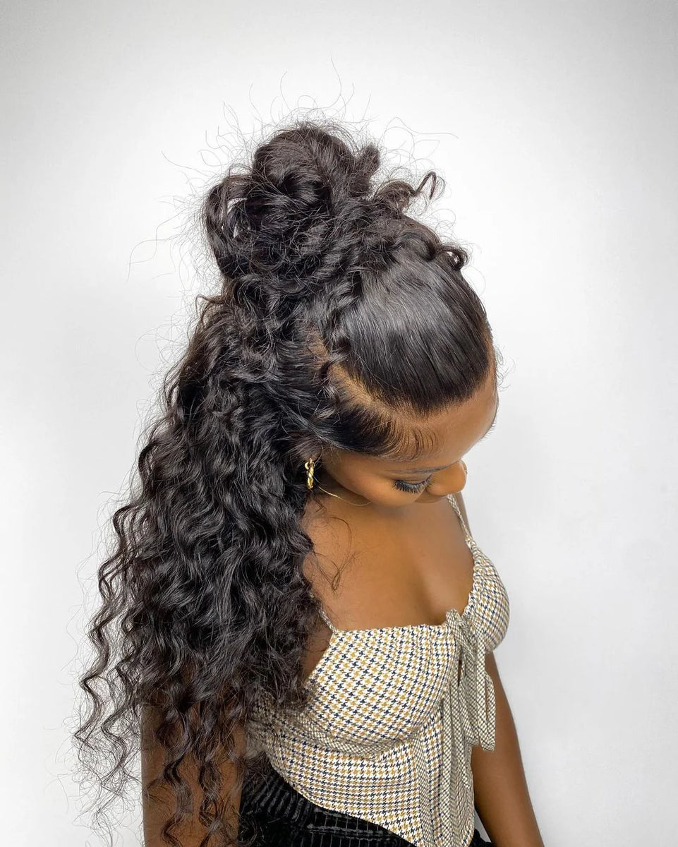 "Mini Knotless" Full Lace Swiss Lace Pre-Plucked Hairline Loose Wave W ...