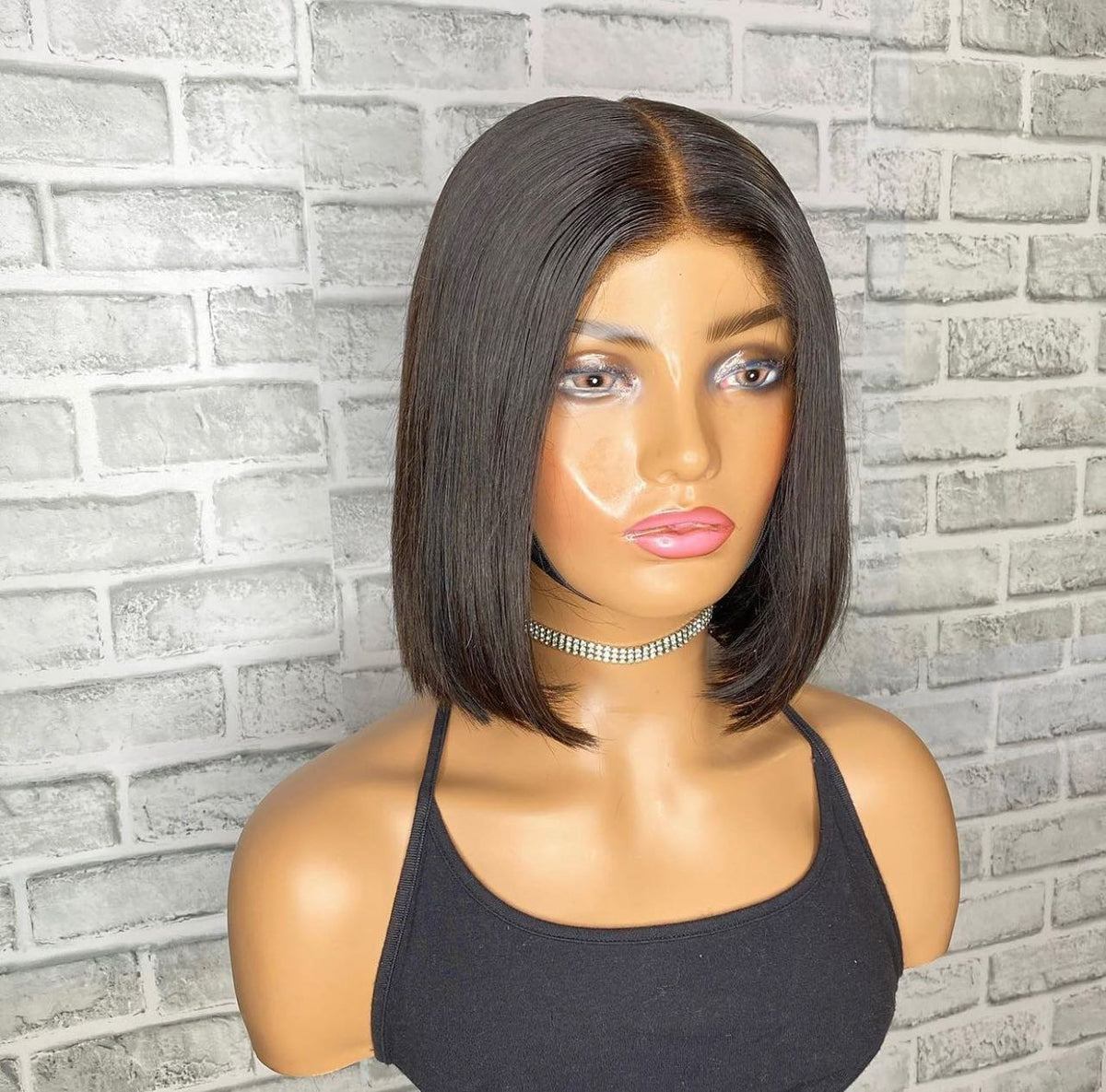 PRETTYLUXHAIR - Curly Bob Wig Lace Front Bob Fake Scalp Wigs