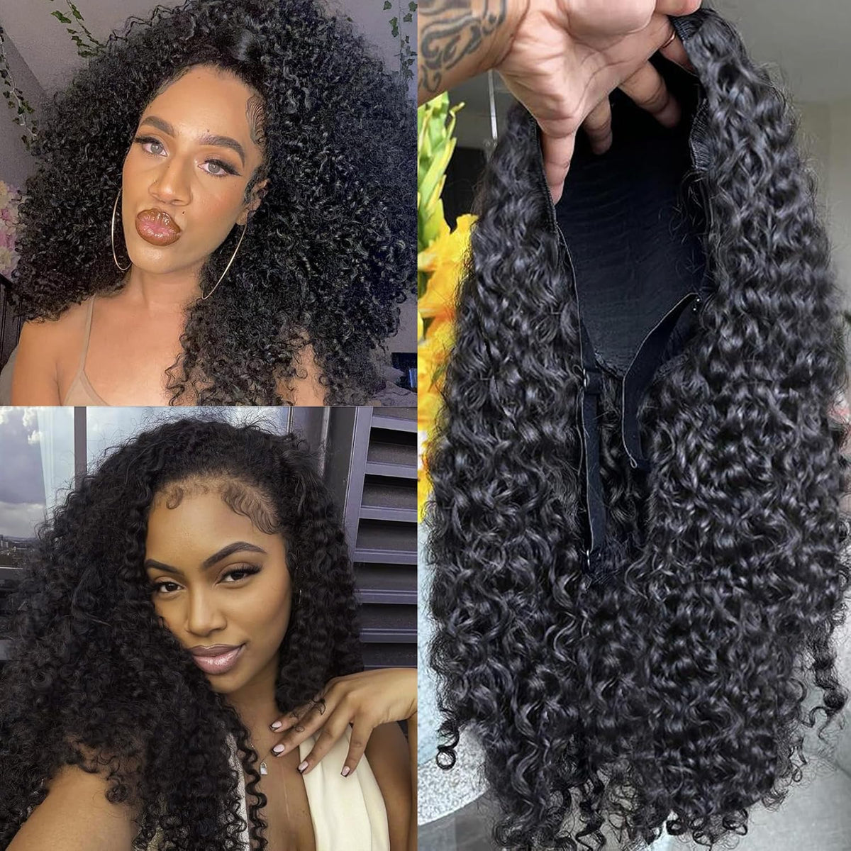 Flip-Over Half Wig Burmese Curls With Drawstring – PRETTYLUXHAIR