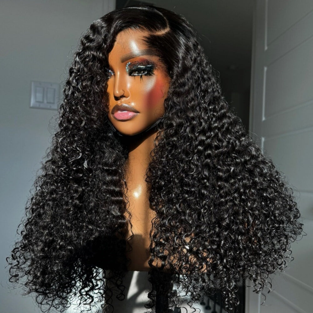 PRE-CUT EAR TAB 360 Lace “Mini-Knotless” Swiss Lace Burmese Curls With ...
