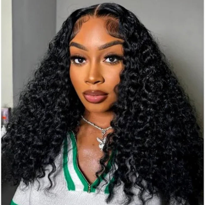 PRE-CUT EAR TAB 360 Lace “Mini-Knotless” Swiss Lace Burmese Curls With ...