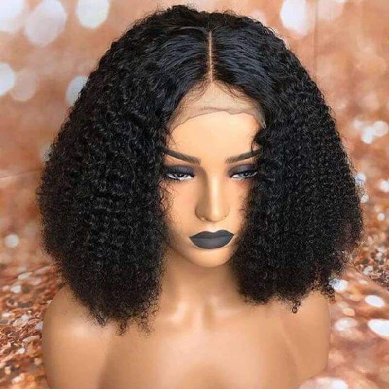 PRETTYLUXHAIR - Kinky Curly Lace Front Bob Fake Scalp Wigs