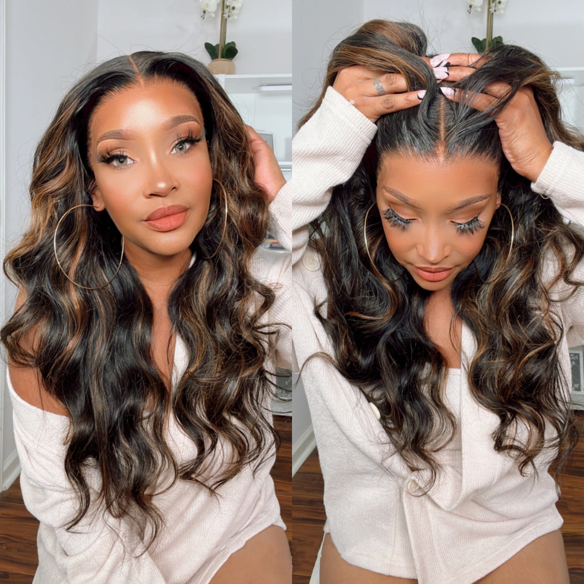 PRETTYLUXHAIR - SUPER Pre-Plucked Ombre Brown Lace Wig